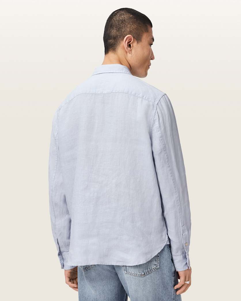 Loom Long Sleeve Linen Shirt VILLA BLUE | ALLSAINTS US